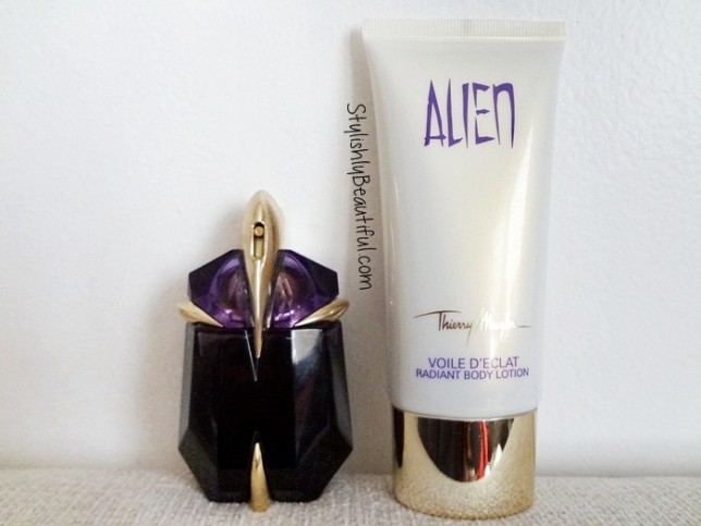 Thierry Mugler Alien perfume and body lotion review | Stylishly Beautiful